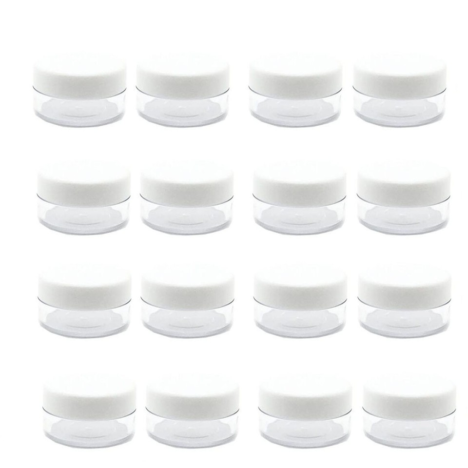 2g-20g Clear Plastic Sample Travel Jar Container Round Cosmetic Makeup ...