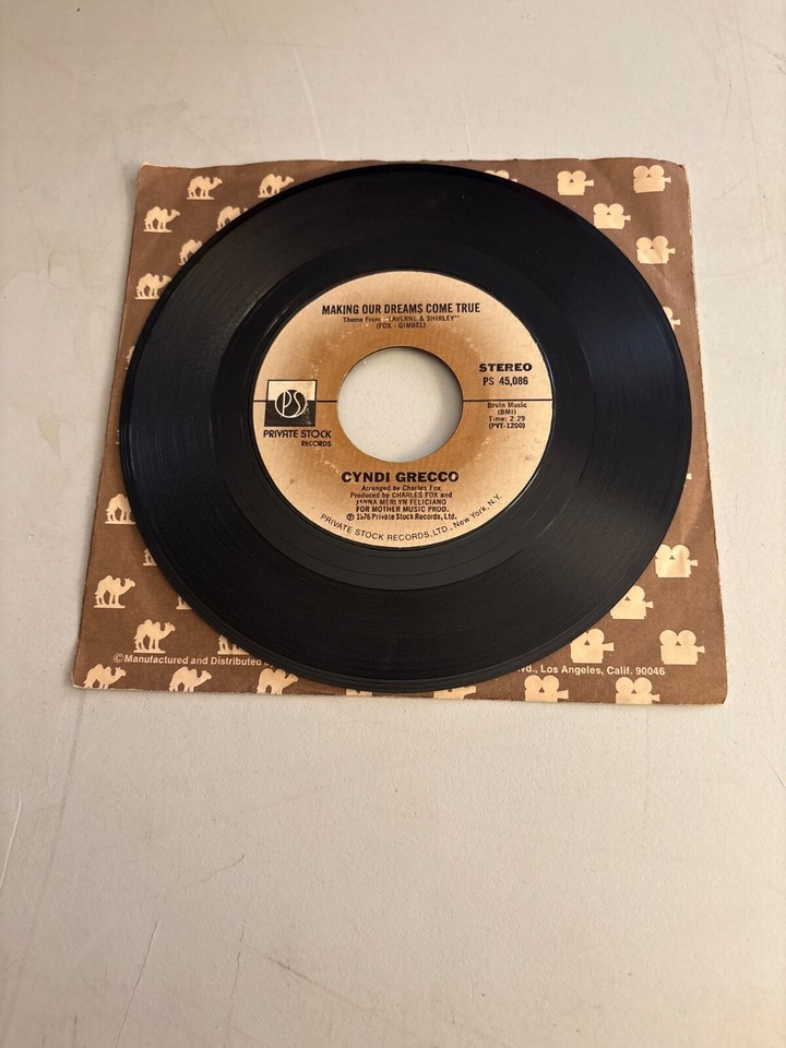 CYNDI GRECCO MAKING OUR DREAMS COME TRUE / WATCHING YOU 7" VINYL 45 RPM ...