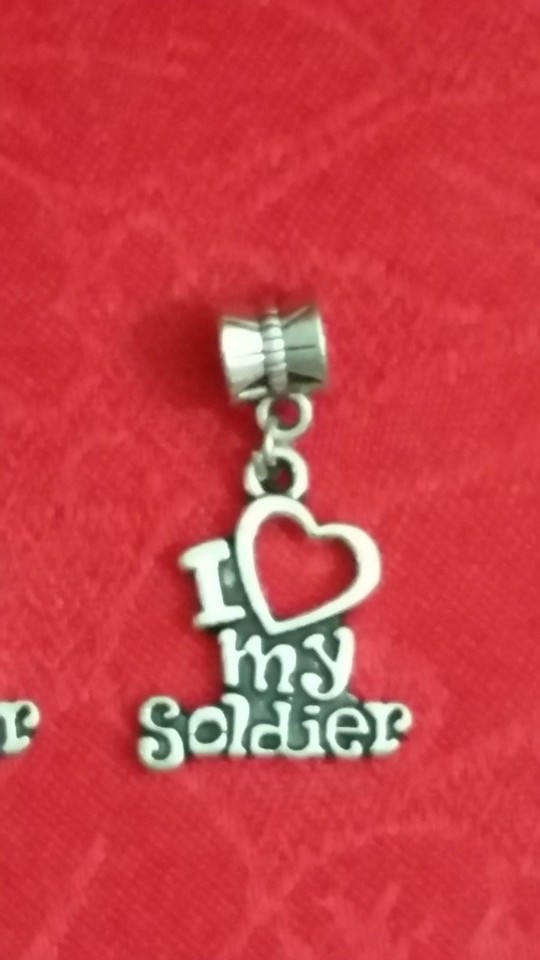 MILITARY ANTIQUE SILVER CHARM -LOVE MY SOLDIER - MILITARY MOM - WIFE ...