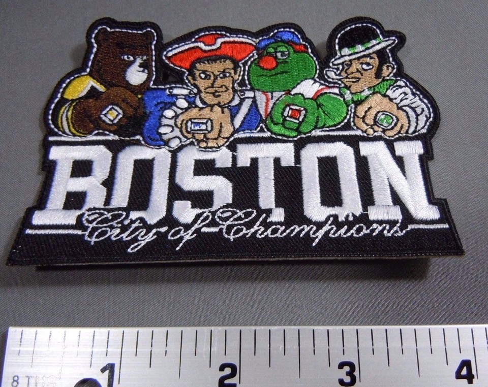 BOSTON-CityofChampions Iron-On Patch for Cap-Shirt w/Bruins/Celtics/Red ...