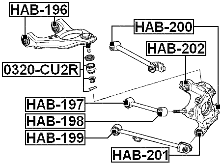 Bushing, Rear Transverse Arm Fits Honda 52340-TA0-A00, 52345-TA0-A00 ...