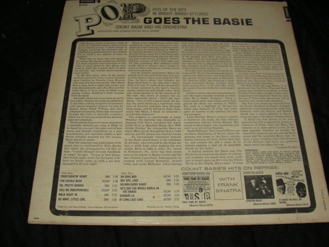 VINYL RECORD LP COUNT BASIE POP GOES THE BASIE REPRISE RECORDS RS-6153 ...
