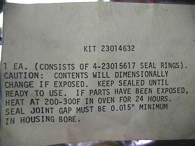 Allison Ring Seal Kit PN 23014632 for sale online | eBay