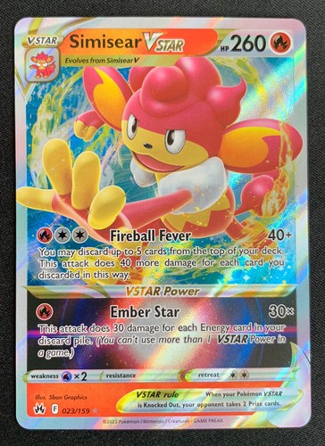Simisear VSTAR 023/159 Crown Zenith Ultra Rare Holo Pokemon TCG Card NM ...