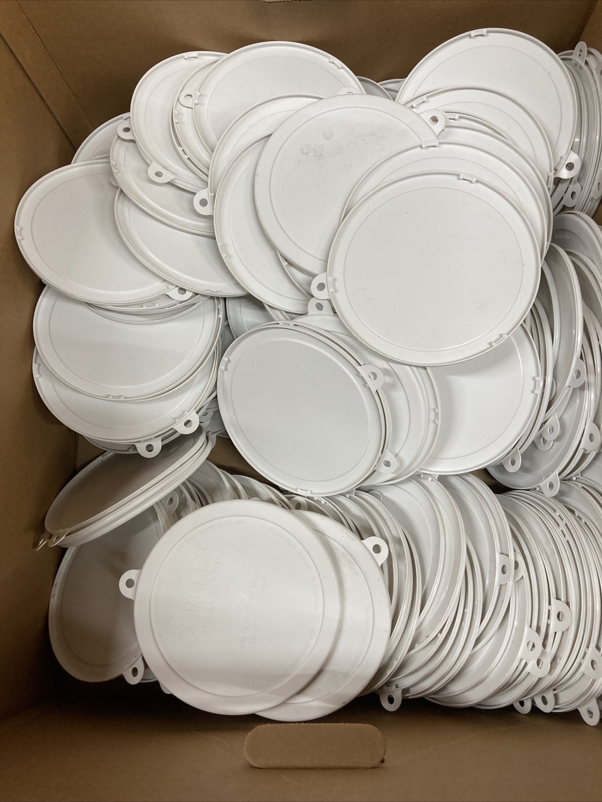 Amazon Wholesale Lot 400 Corelle 6-1/4in White Round Plastic Lid Covers ...