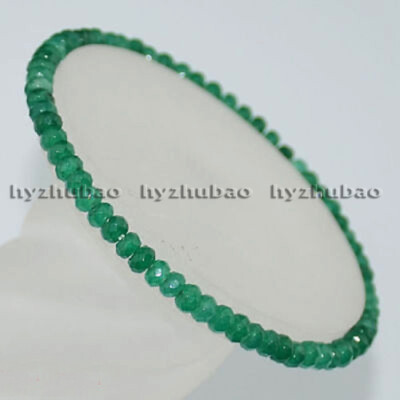Natural Fine 2x4mm Faceted Green Jadeite Gem Abacus Beads Stretchy ...
