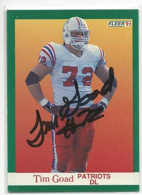 TIM GOAD Autographed Signed 1991 Fleer card New England Patriots COA | eBay