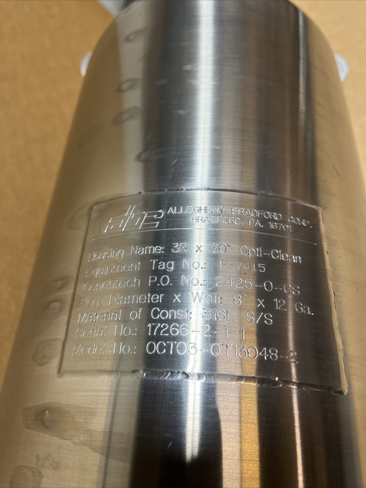 Allegheny Bradford Corp Opti-Clean Filter Housing 3Rx30" OCT03-QT13048 ...