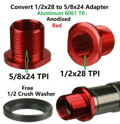 Red Adapter Thread Converter Convert 1/2x28 TPI Thread to 5/8x24 TPI ...