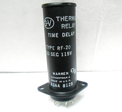 RF-20 WARREN G-V THERMAL TIME DELAY RELAY 115 VOLTS/ 20 SEC DELAY NEW ...