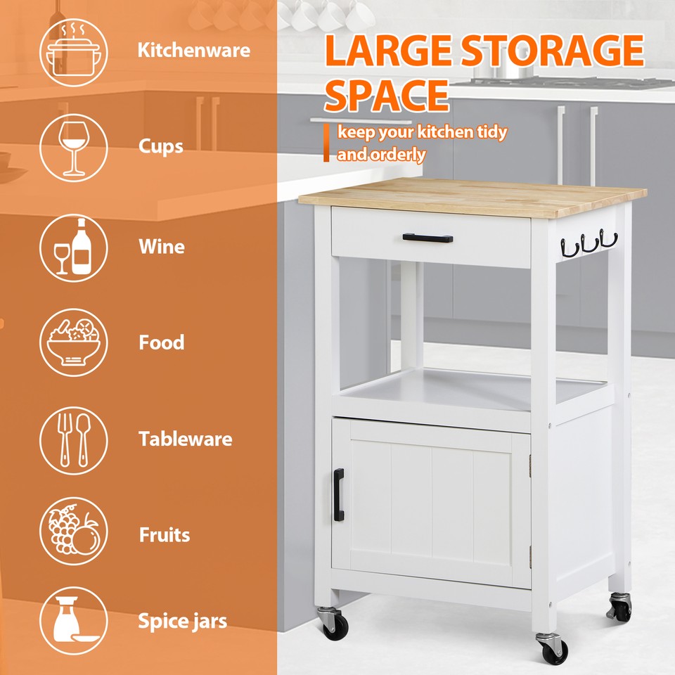 Rolling Kitchen Island Cart on Swivel Wheels Kitchen Storage Cabinet w ...