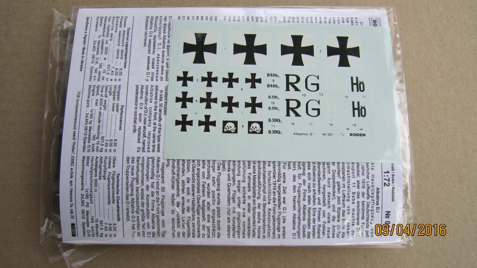 Roden 001 - 1/72 Albatros D.I German Fighter, WWI, Airplane, plastic ...