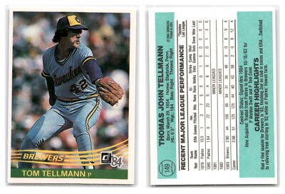 1984 Donruss #149 Tom Tellmann - Milwaukee Brewers | eBay