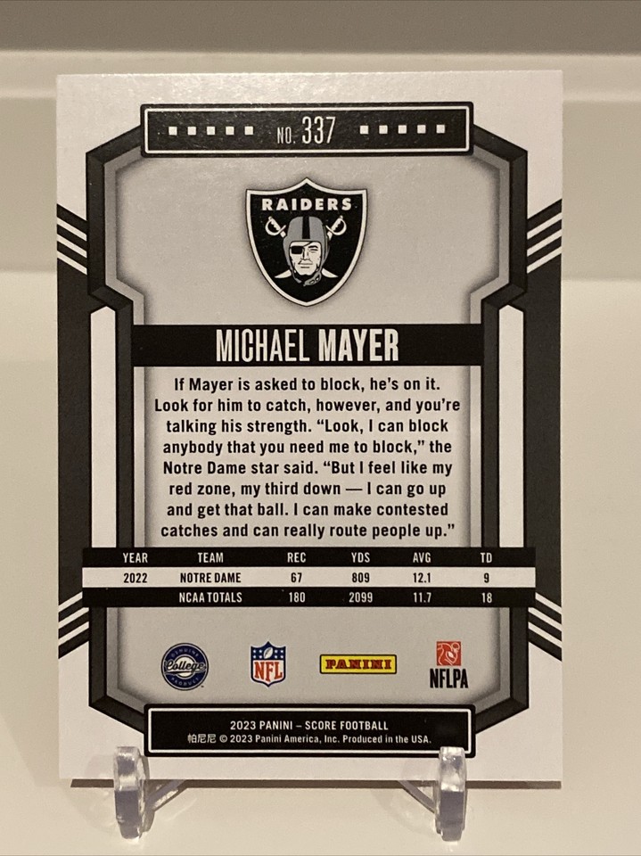 Michael Mayer 2023 Score Football - Red #337 RC - Las Vegas Raiders ...