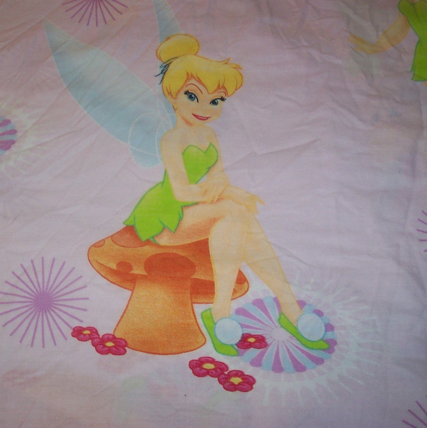 Walt Disney FAIRIES TINK TINKERBELL TWIN SIZE FLAT SHEET FABRIC Pink | eBay