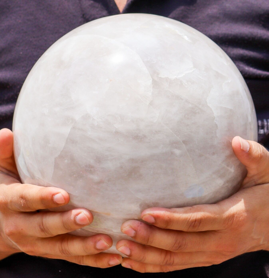 210MM White Quartz Sphere Chakra Balance Natural Healing Crystal ...