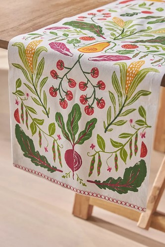 Folkloric Veggies Table Runner Anthropologie Vegetable Garden Farmers ...