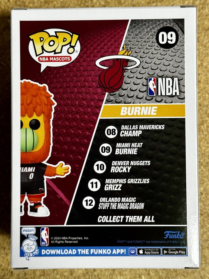 Funko Pop! NBA Mascots Burnie #09 Miami Heat Mascot 2024 Fireball | eBay