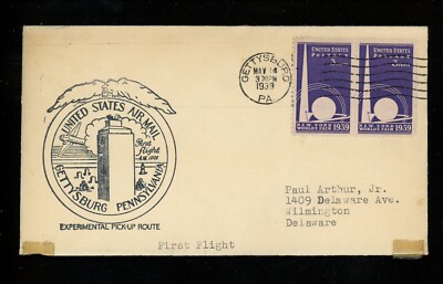 US Postal History Airmail CAM 1001 Gettysburg PA 1939 AAMC #P1E3 | eBay