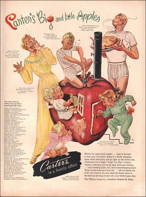 1940's Vintage ad Carter's knitted clothing retro fashion pajamas Gown ...