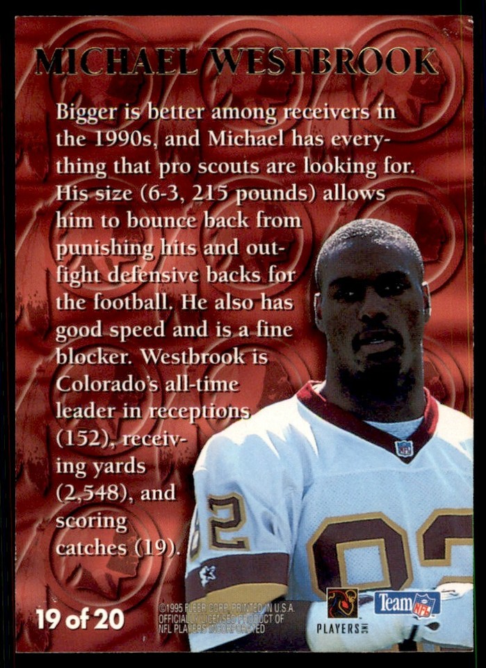 1995 Ultra First Rounders Michael Westbrook Washington Redskins #19 ...