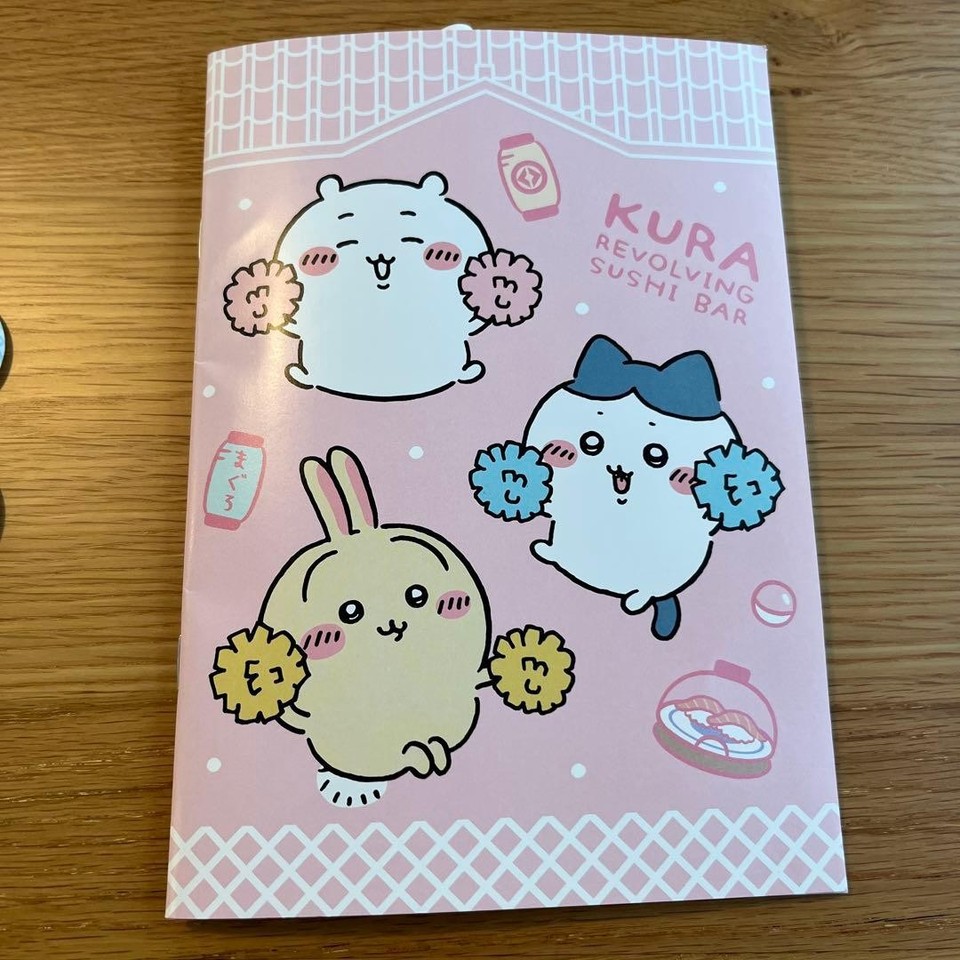Chikawa x Kura Sushi Badge & Notebook Set Unused Cute Characters Japan ...