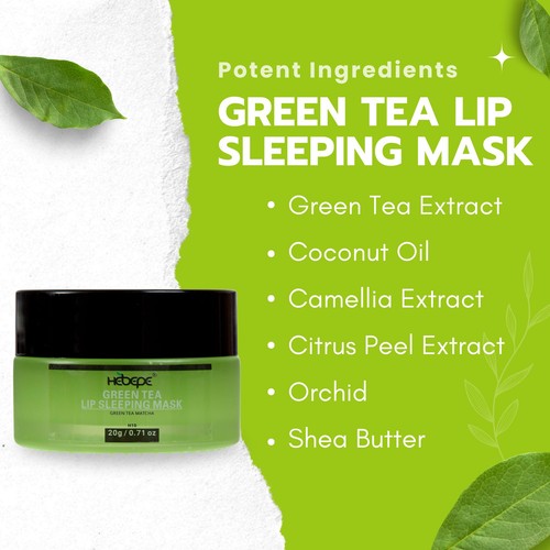 Green Tea Matcha Lip Sleeping Mask Overnight with Applicator, For Dry ...