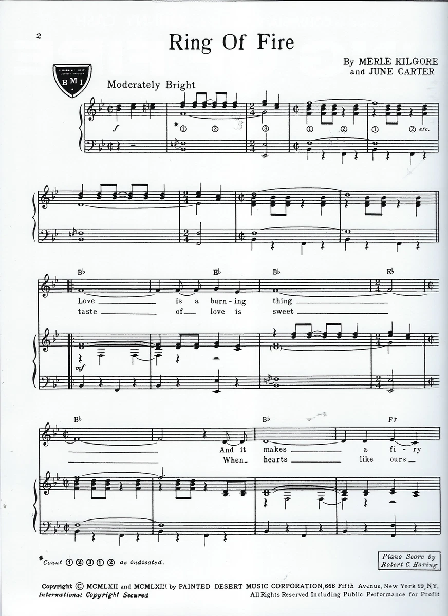 Ring Of Fire Johnny Cash Sheet Music