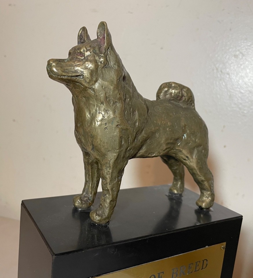 vintage solid bronze Best Breed Norwegian Elkhound dog show trophy ...