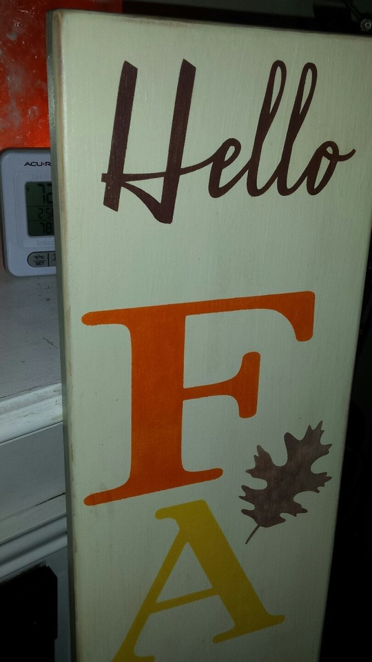 Fall Wood Sign Hello Fall Large Rustic Vertical Primitive Porch Sign ...