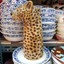 Tall Vase Pot Ceramic Leopard Head Figurine Flower Succulent Plant Home ...