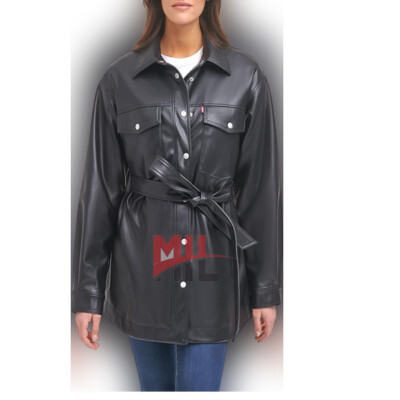 Handmade Women Black Genuine Leather Jacket, Button With Belted Style ...