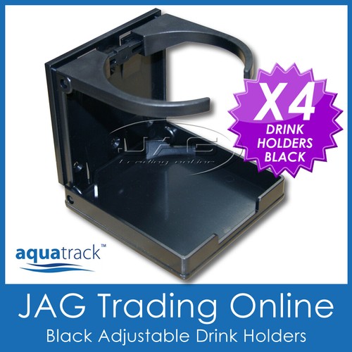 4 x ADJUSTABLE FOLDING BLACK DRINK HOLDERS- Boat/Marine/Caravan/Car/4x4 ...