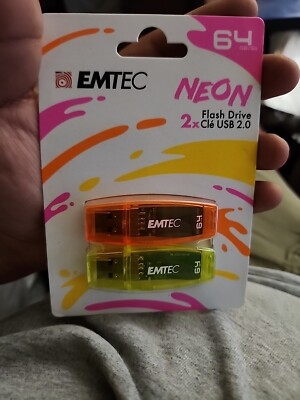 2 Pack Emtec Neon 64GB USB 2.0 Stick Flash Drive Neon Color | eBay