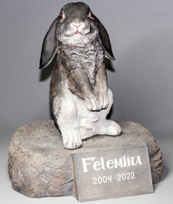 Black Lop Eared Rabbit Cremation Urn Pet Memorial Stone Statue Bunny ...