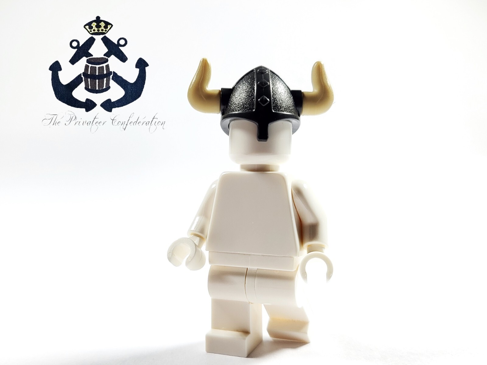 LEGO Minifigure Pearl Dark Gray Helmet Armor Tan Horns From Viking ...
