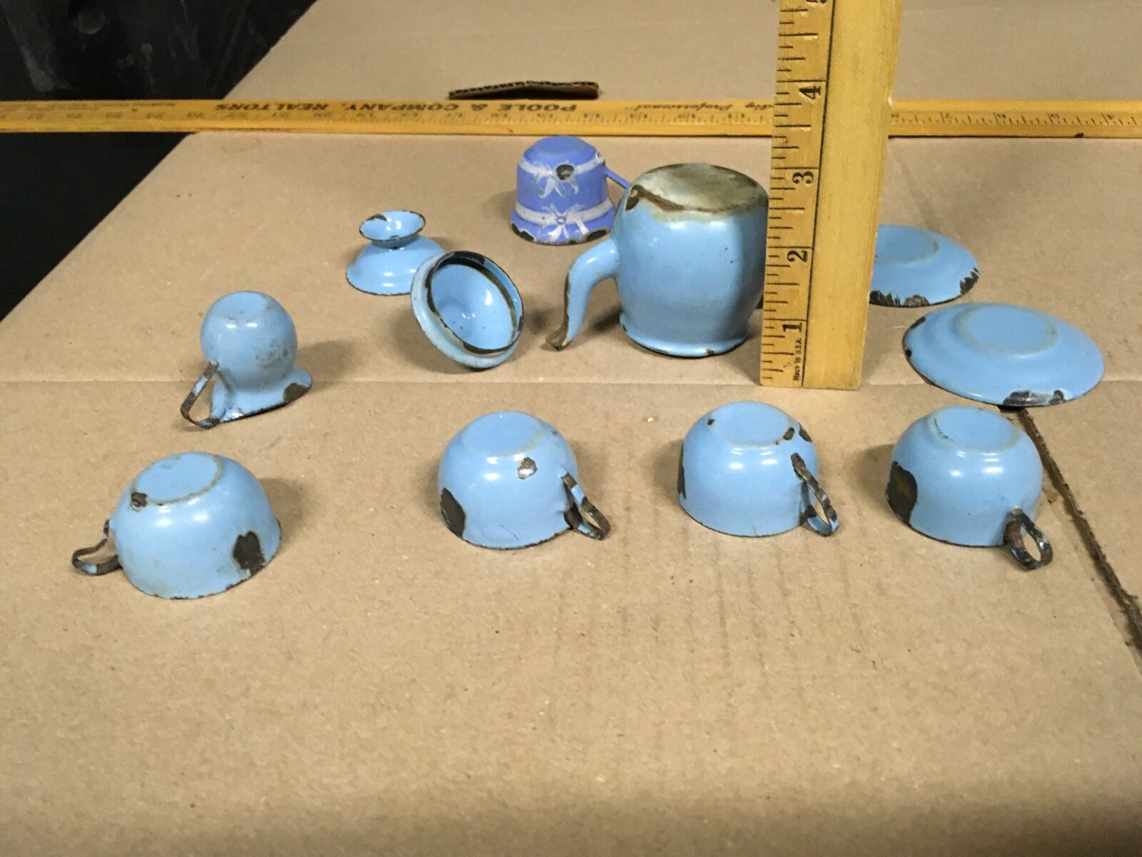 10 Piece Vintage French Blue Enamelware Child's Tea Set + extra one | eBay