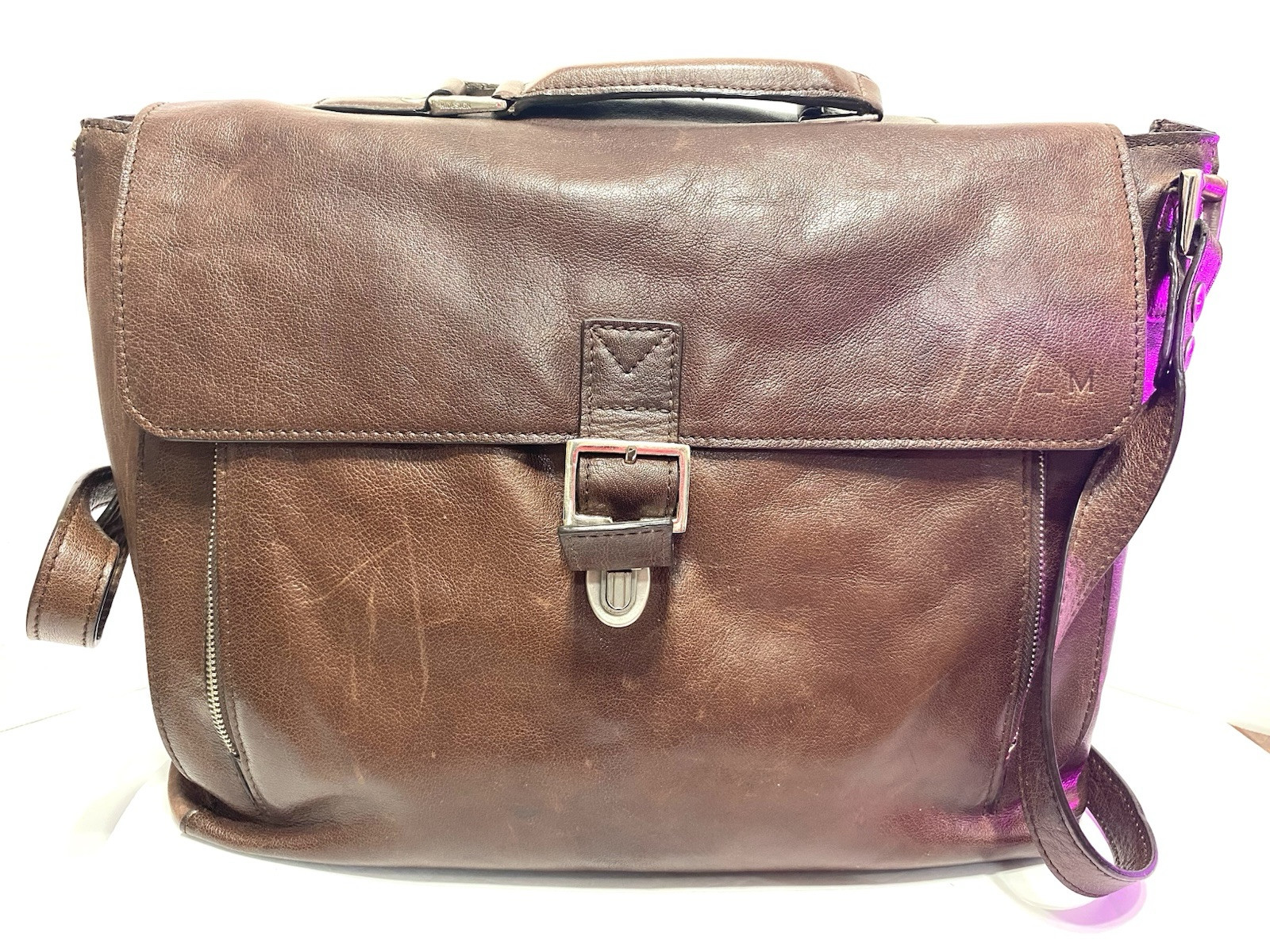 HIDESIGN Leather Briefcase Laptop Bag Tan Brown Trave… - Gem