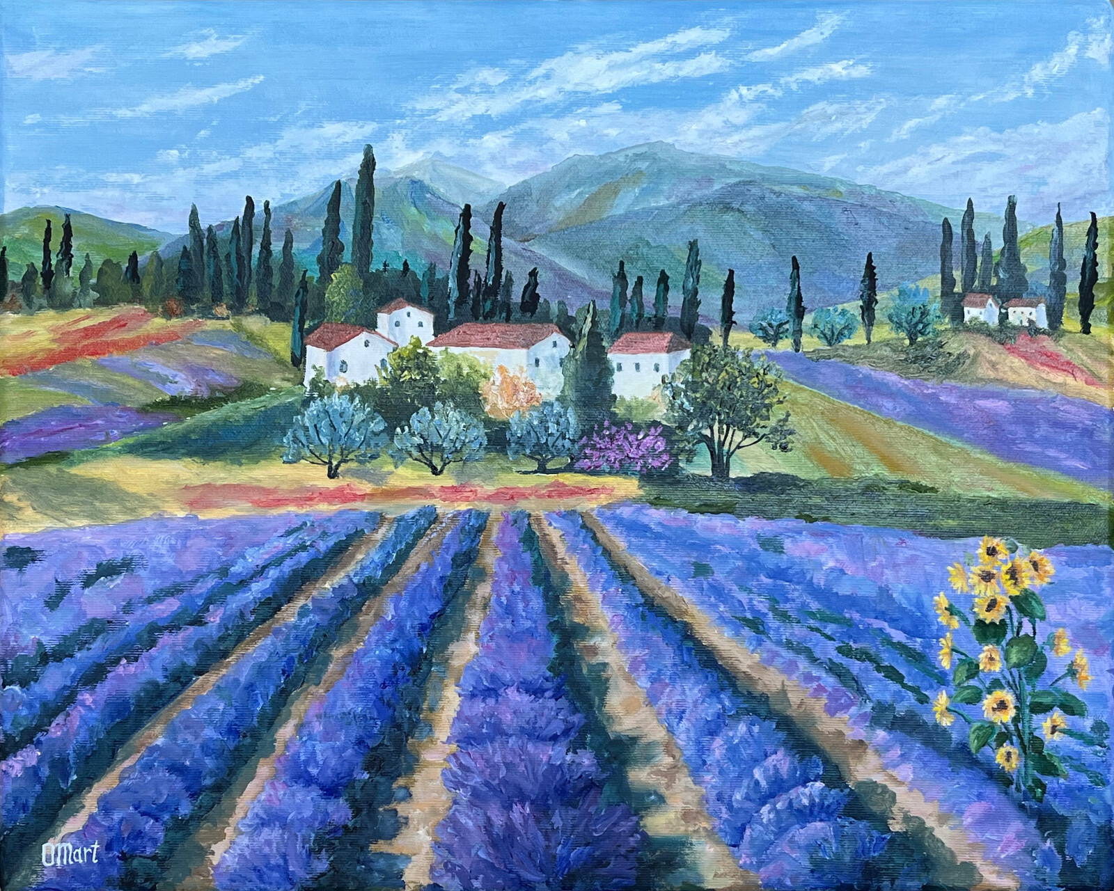 Provence landscape lavender painting French landscape painting Provence ...