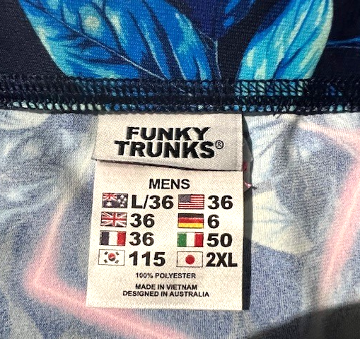 New FUNKY TRUNKS Mens Blue Leaf Laser Swim Briefs Bikini Swimsuit sz 36 ...