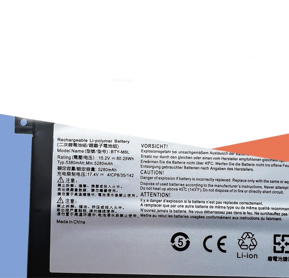 New BTY-M6L Laptop Battery for MSI GS65 GS75 Stealth Thin 8SE 8SF 8SG ...
