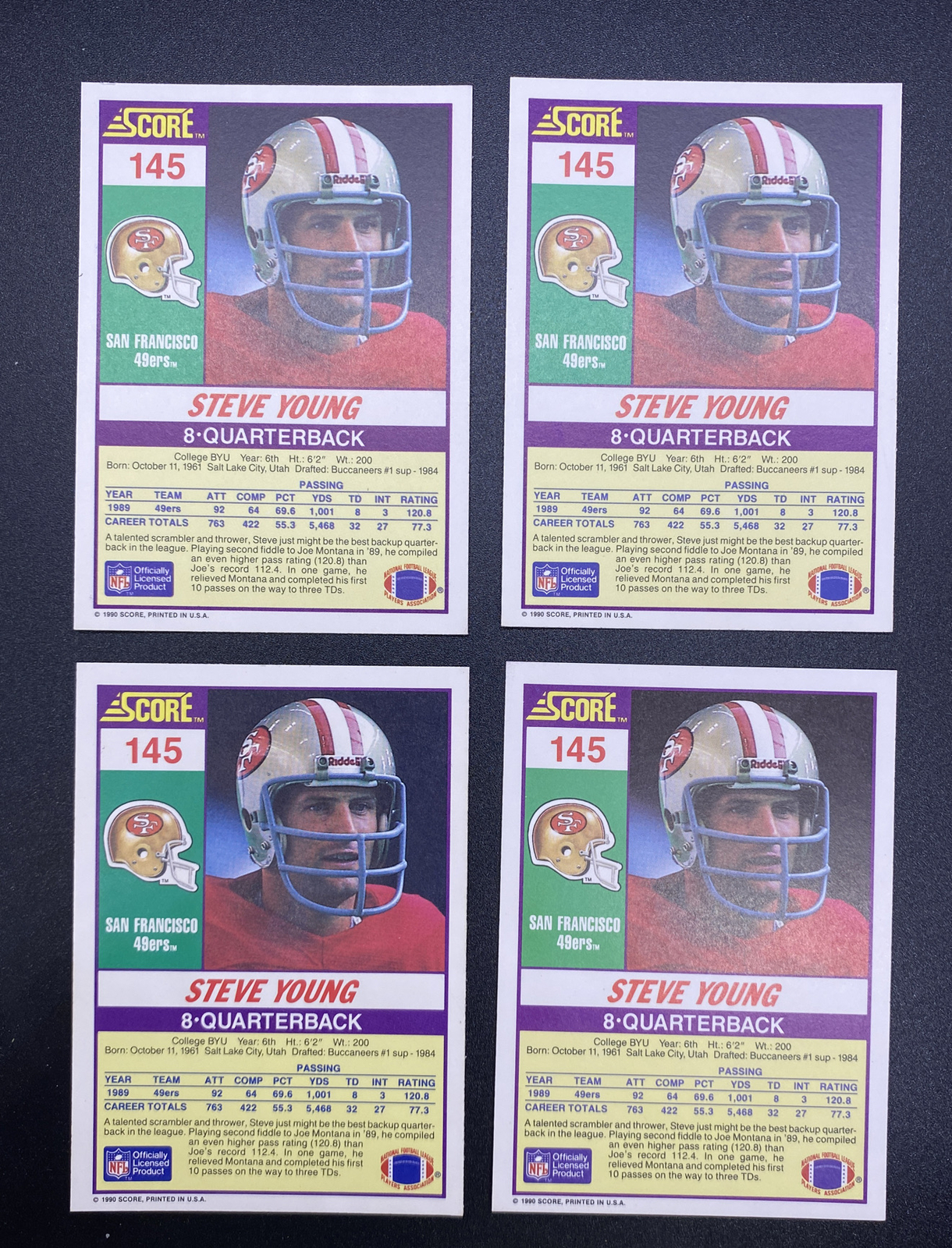 1990 Score Steve Young Card #145 (lot of 4) | eBay