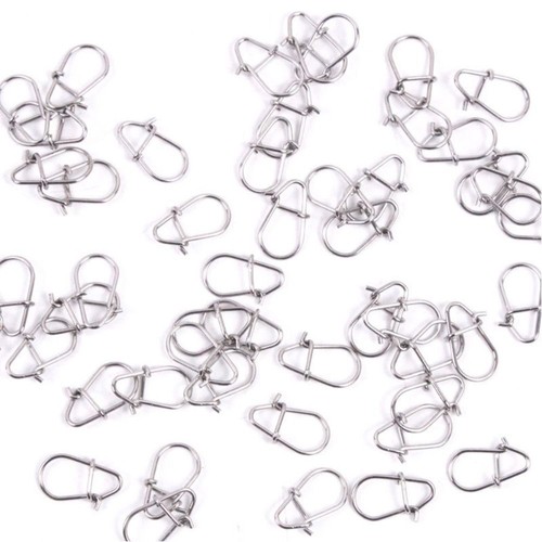 100PCS Stainless Steel Barrel Swivel Silver Lure Connector Oval Split Rings | eBay