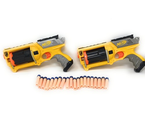 NERF Maverick Rev-6 Guns N-Strike Yellow Black Revolver, Lot Of 2 - 20 ...