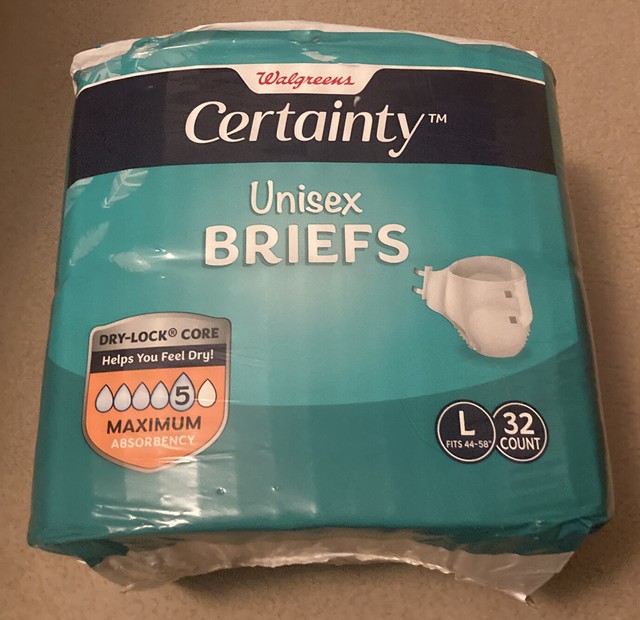 Walgreens Certainty Unisex Briefs Sz. Large Maximum Absorbency 32ct for ...