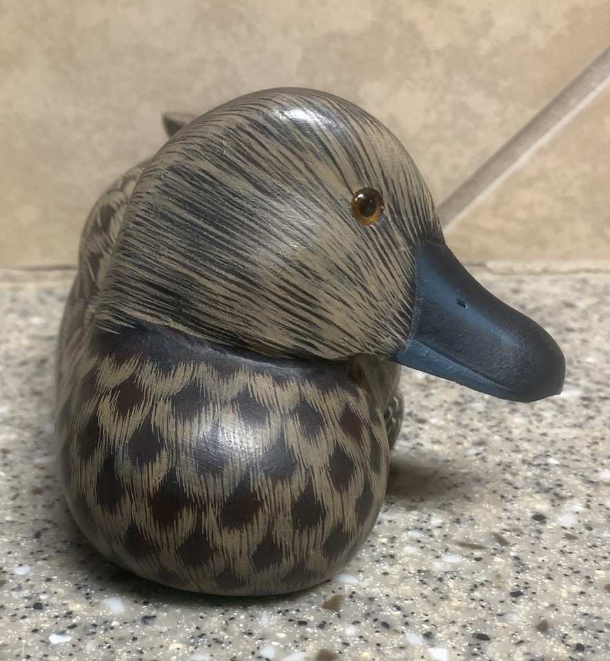 Anton Fischer Wood Carved Hand Painted 7” x 3” Duck Holzschnitzerei ...