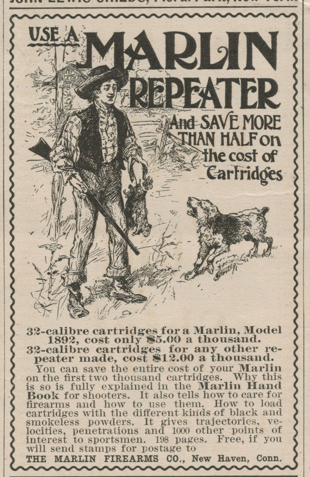 Marlin Repeater Rifle .32 Calibre 1898 Boy Dog Rabbit Hunting Vintage ...