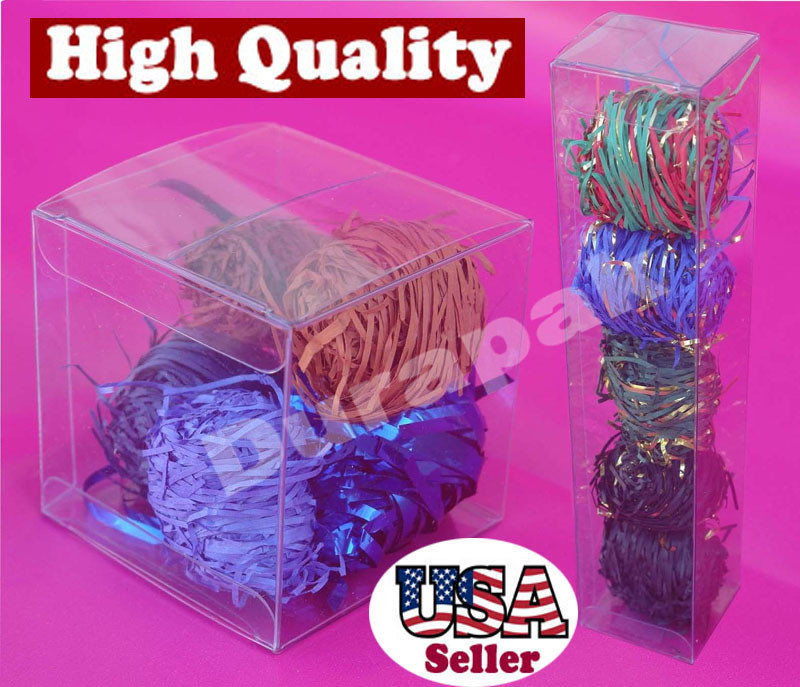 50 PCS 2-1/2x2-1/2x6-3/4 Clear PVC Plastic Tuck Top Box Retail Display ...