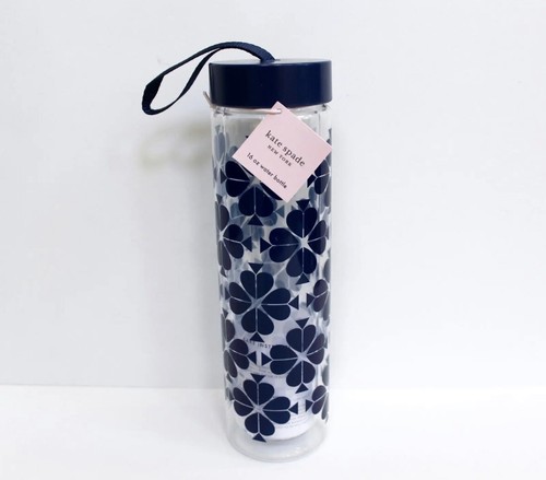 NWT KATE SPADE WATER BOTTLE NAVY SPADE FLOWER 16 OZ. PLASTIC WITH SCREW ...