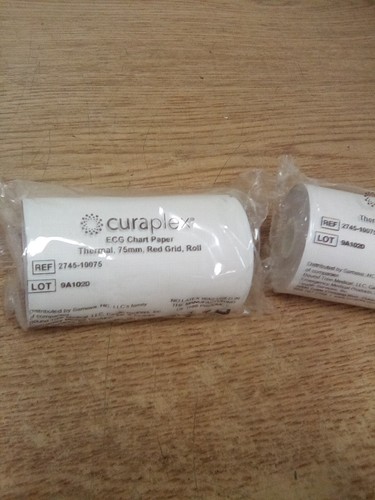 Lot Of 2 Curaplex ECG Chart Paper Thermal 75mm Red Grid Roll 2745 ...